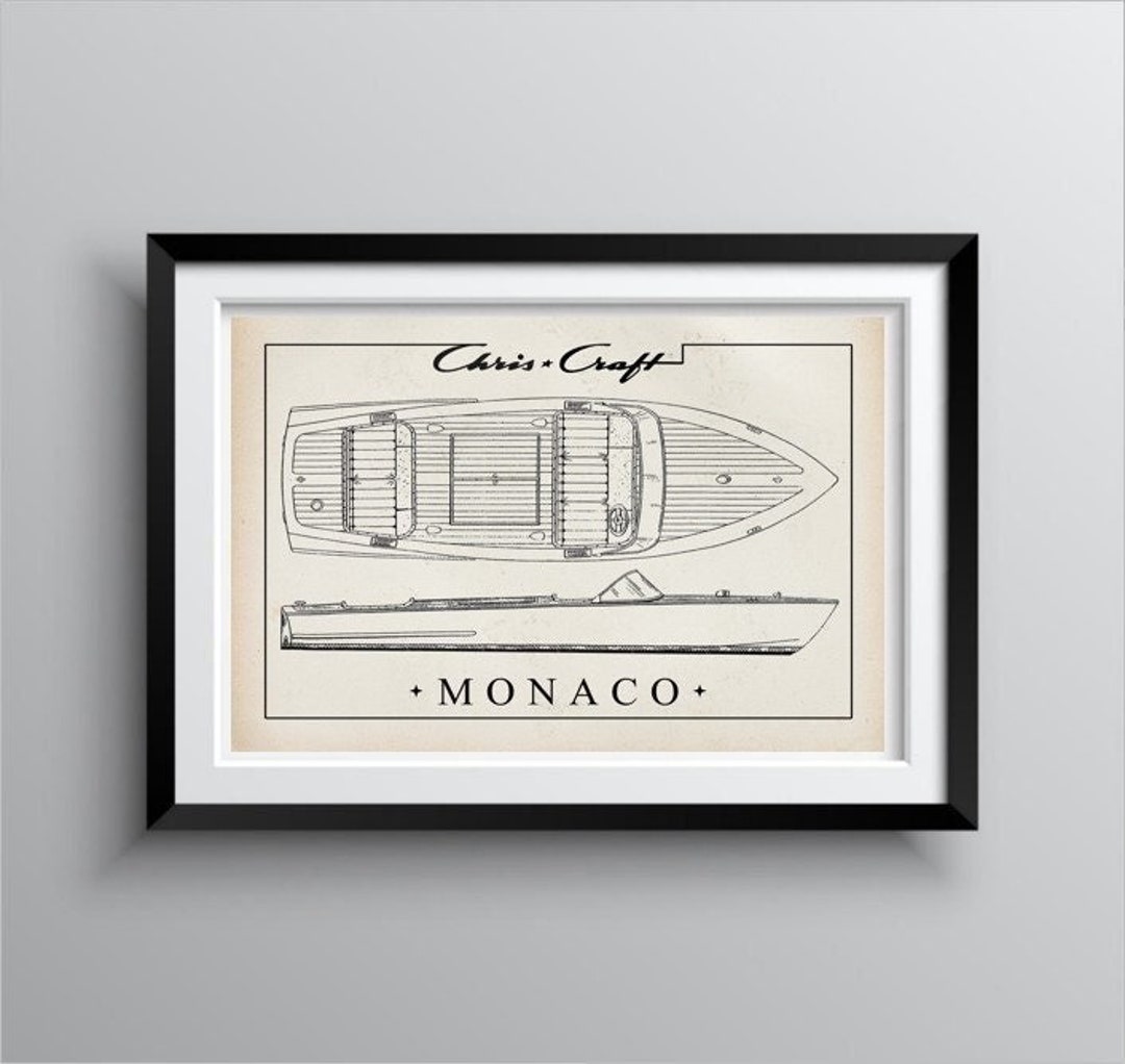 VINTAGE CHRIS-CRAFT Speedboat 1947 Replica Poster Print. Reproduced on ...