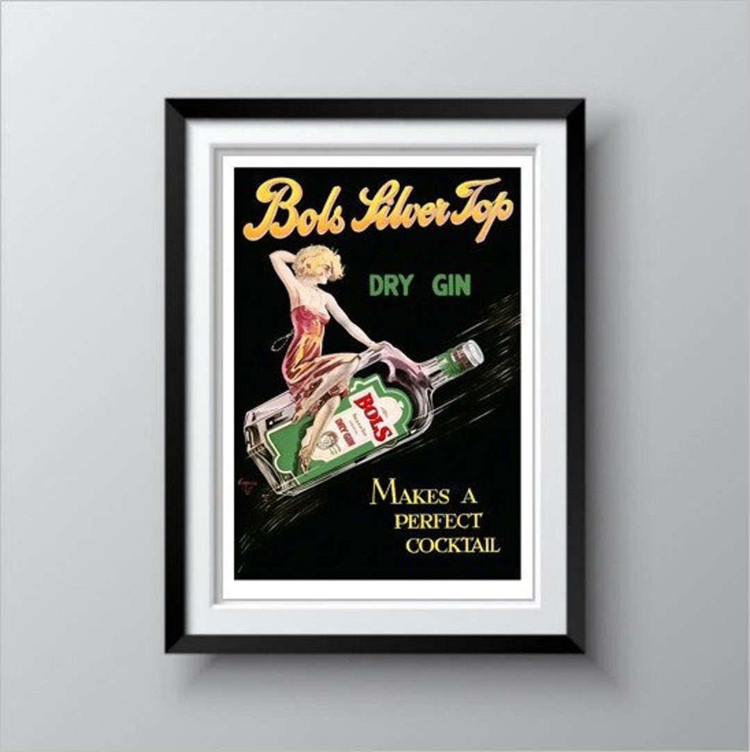 Bols Silver Top Dry Gin, 1920 Vintage Liquor Poster Print, Early Art ...