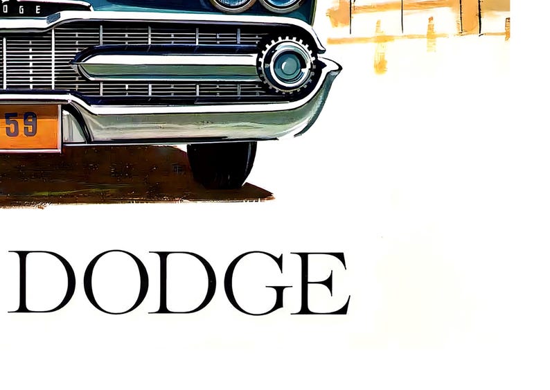 Vintage 1959 Dodge Custom Royal Lancer Poster Print, Classic Car Ad ...
