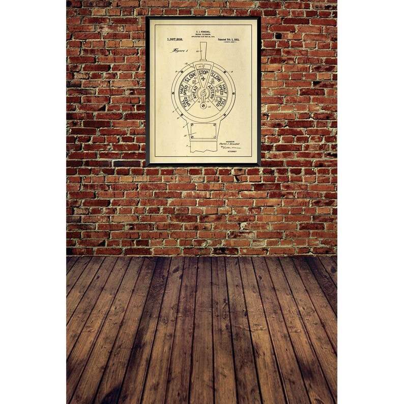 VINTAGE SHIP'S BRIDGE Telegraph Patent-print Replica 1921- Nautical ...
