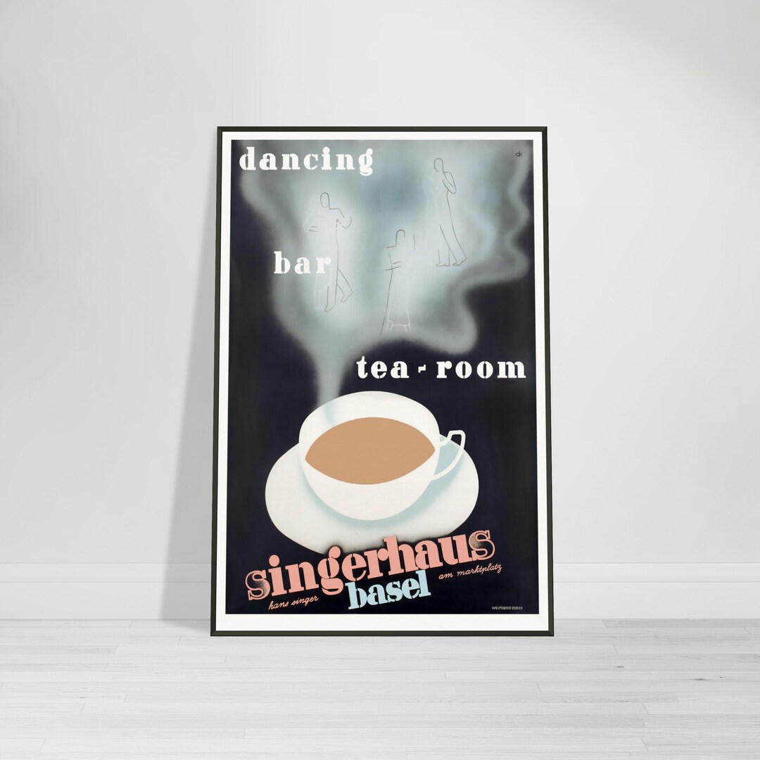 Art Deco Era Singerhaus Cafe Poster 1930 in Basel Switzerland, A Unique ...