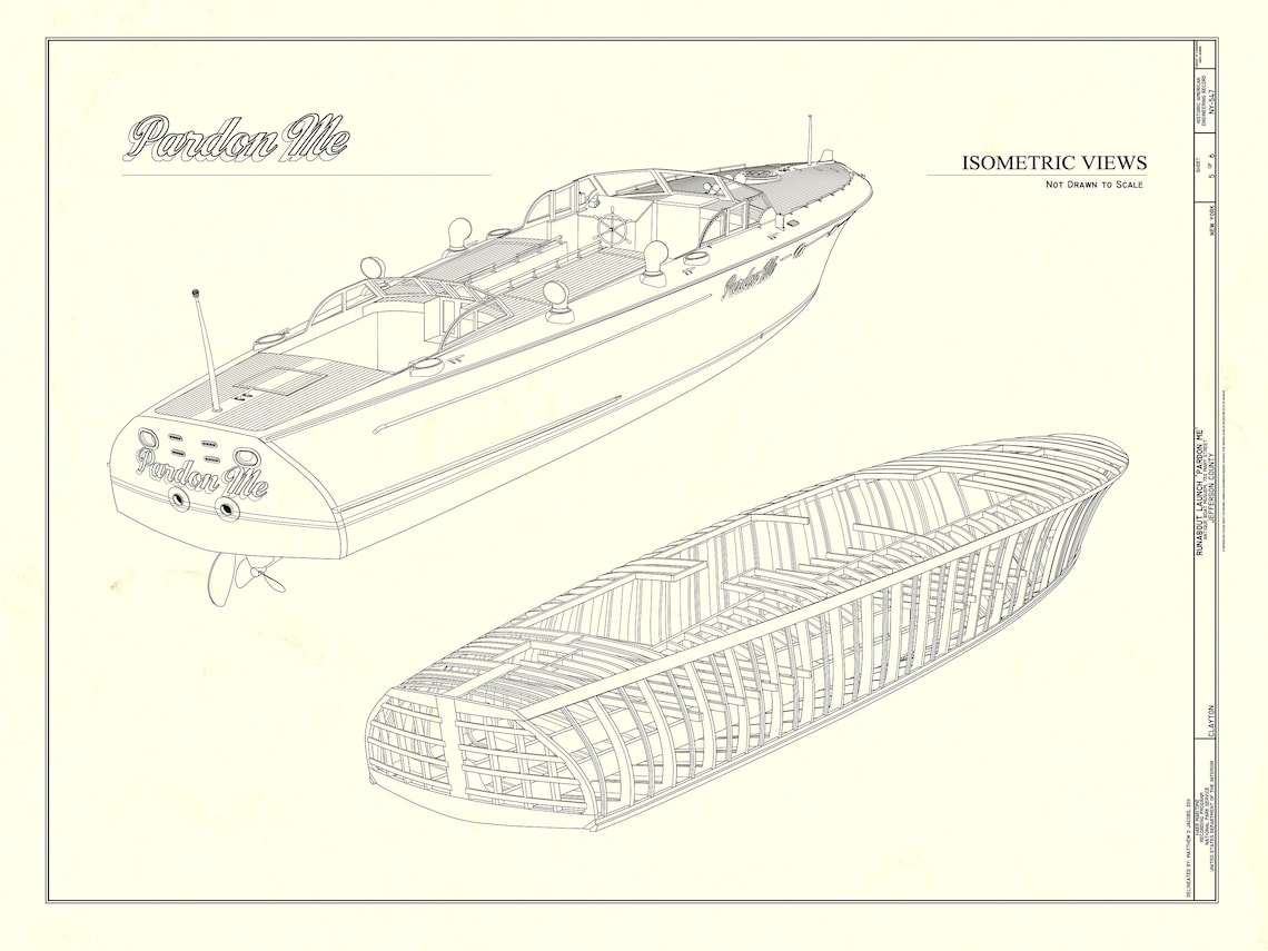 VINTAGE 1947 SPEEDBOAT BLUEPRINT Replica Print on - Etsy