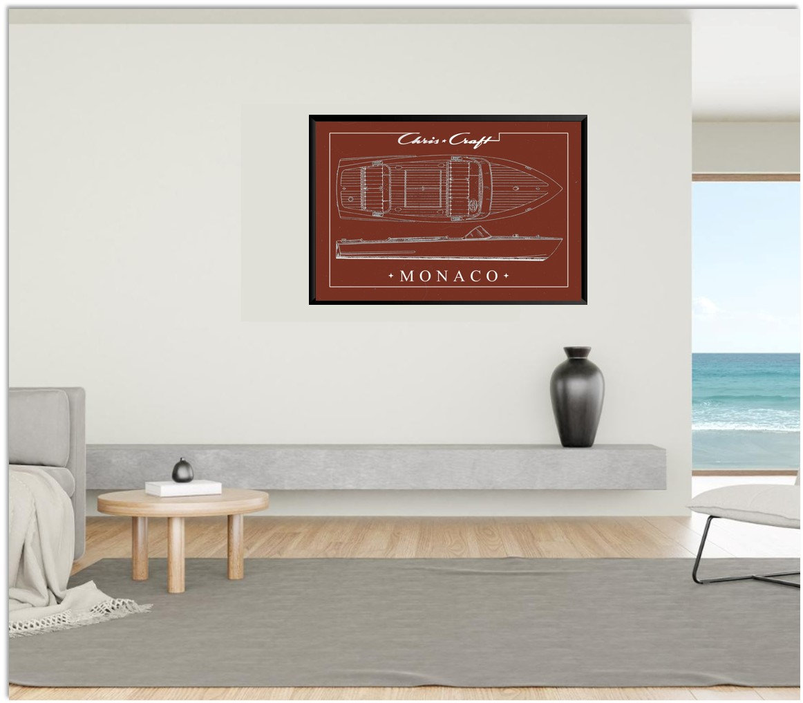 VINTAGE CHRIS-CRAFT Speedboat 1947 Replica Poster Print. Reproduced on ...