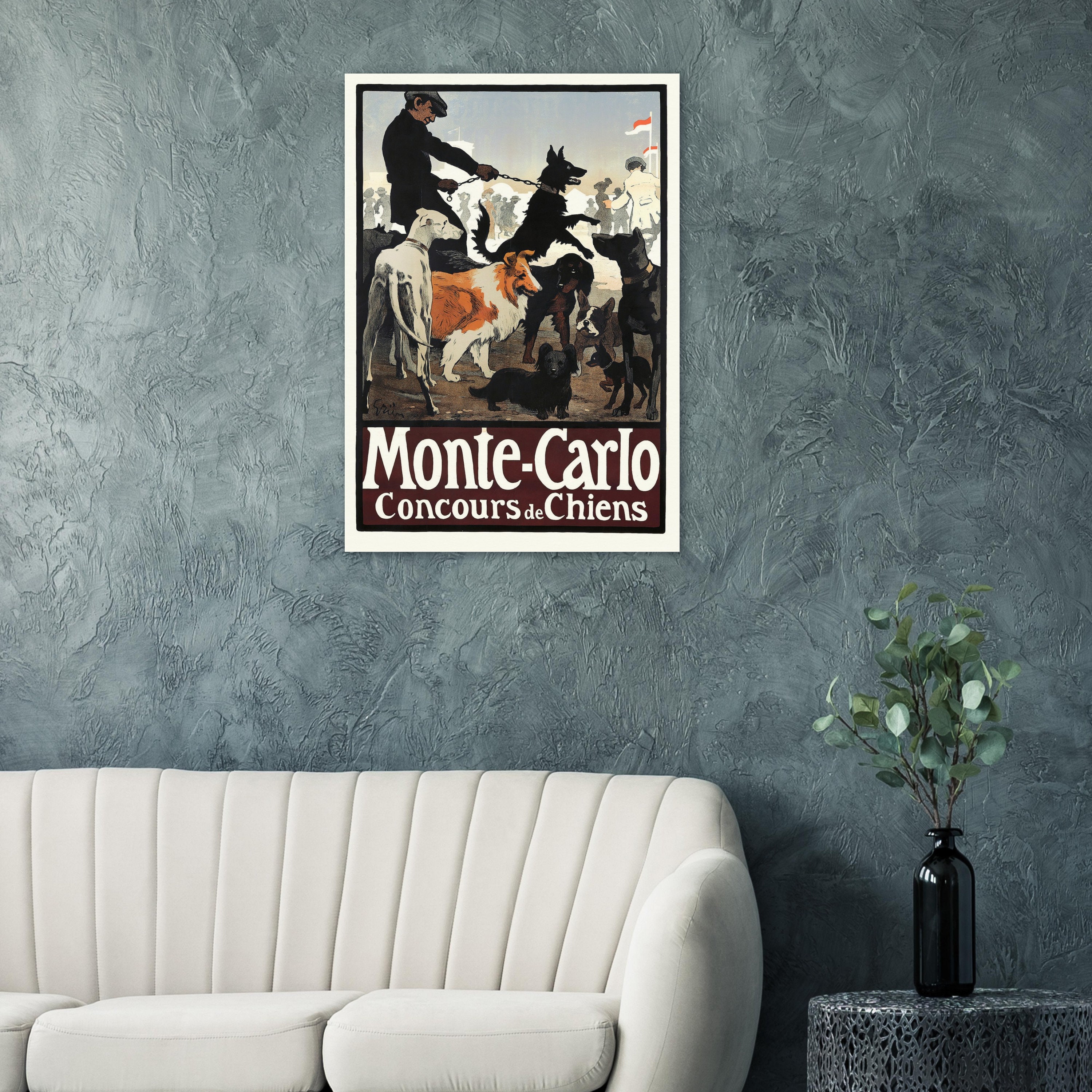 DOG SHOW Vintage Poster 1905, Monte Carlo Monaco, Museum Quality ...