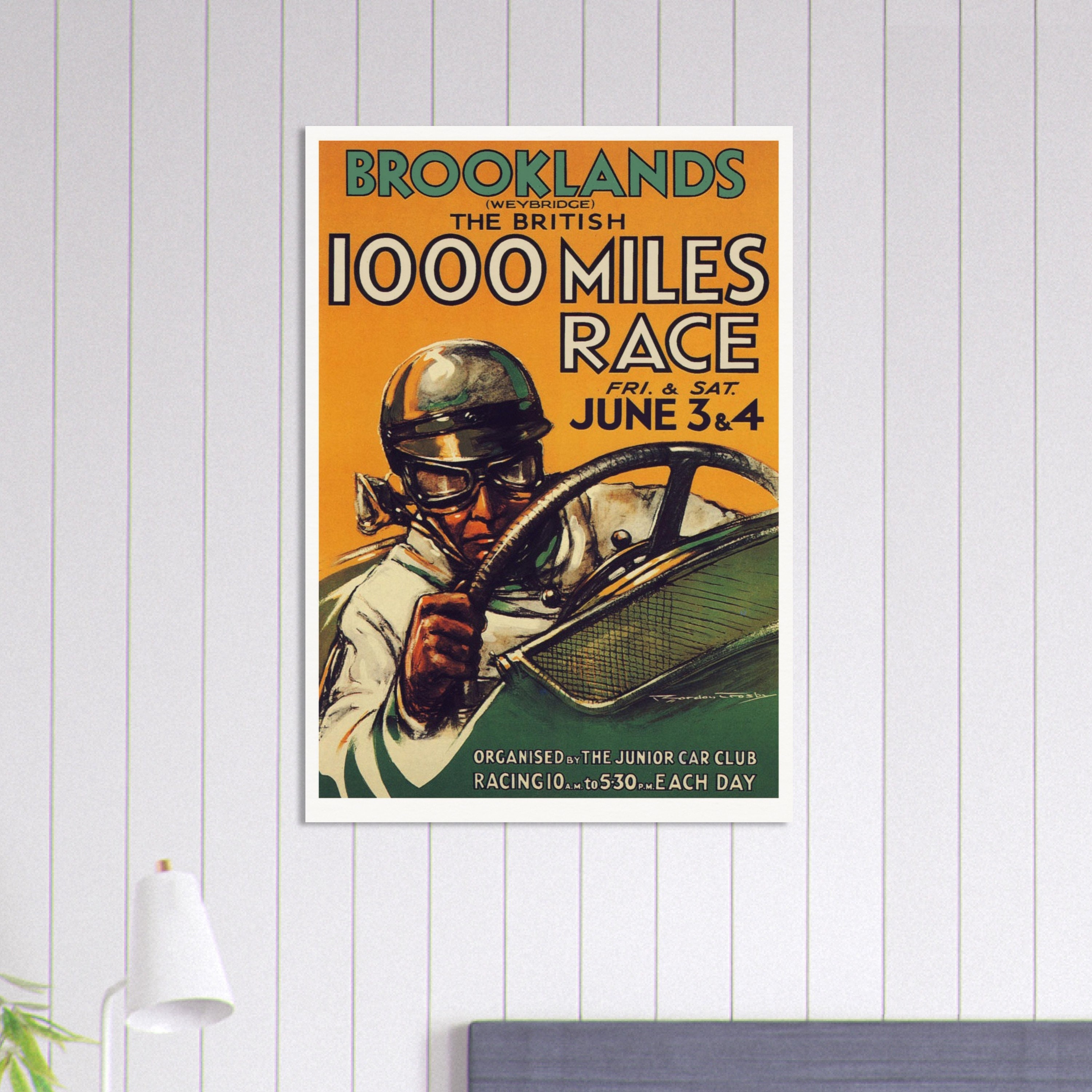 1932 Vintage British Auto Racing Poster, Brooklands 1000 Miles Race ...