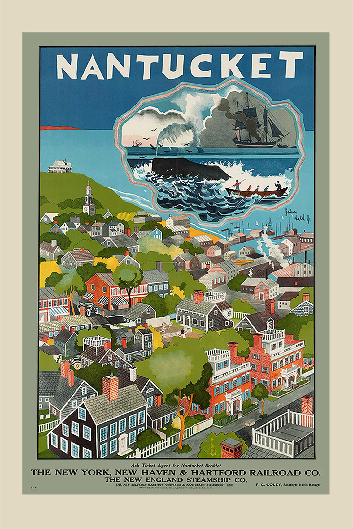 NANTUCKET ISLAND VACATION Poster 1925 Replica Print Travel Reproduction ...