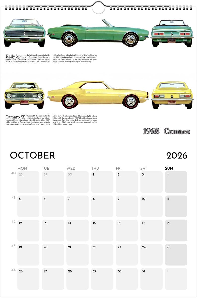 2026 Classic Chevrolet Wall Calendar, (A3 Version for BUYERS OUTSIDE of ...