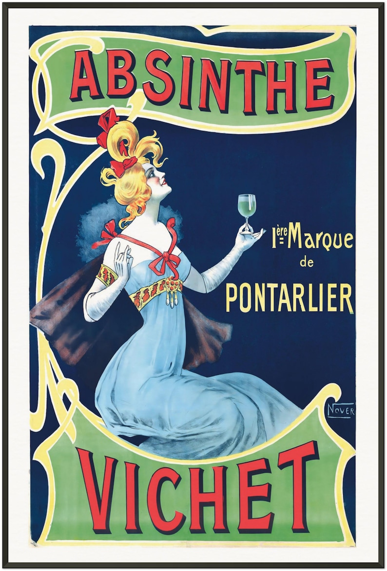VINTAGE ABSINTHE POSTER 1900, Paris France, Food and Drink Art Wall ...