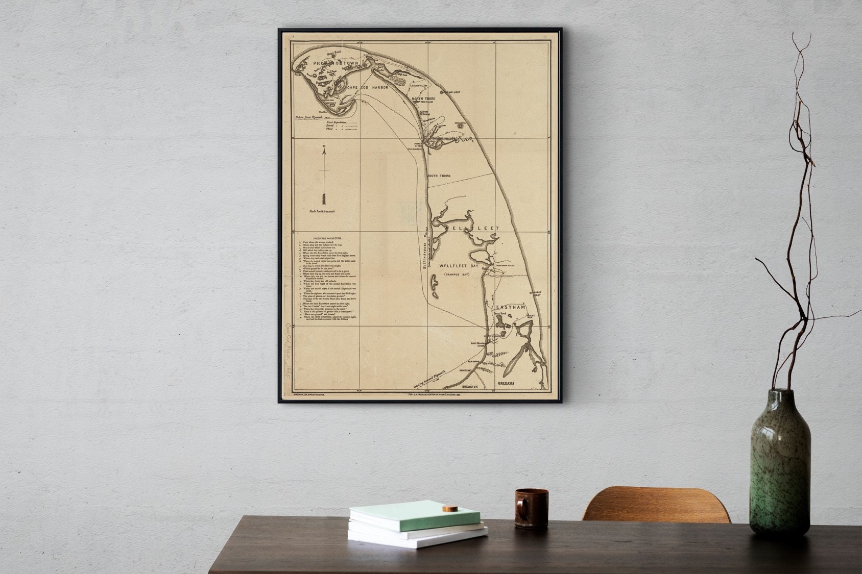 CAPE COD VINTAGE Map Replica Print - Circa 1865 - From Provincetown to ...
