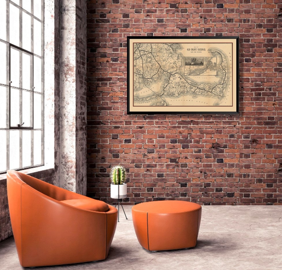 OLD COLONY LINE Railroad Map Replica Print 1888 - Tracks From Taunton ...