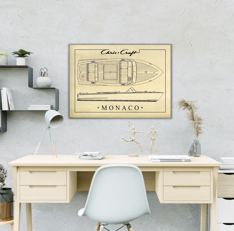VINTAGE CHRIS-CRAFT Speedboat 1947 Replica Poster Print. Reproduced on ...