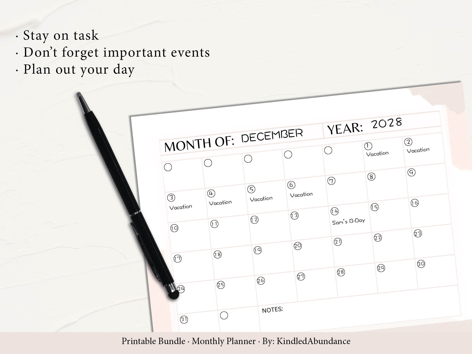 Undated Monthly Planner, Weekly Planner, Printable Planner, Planner Set ...