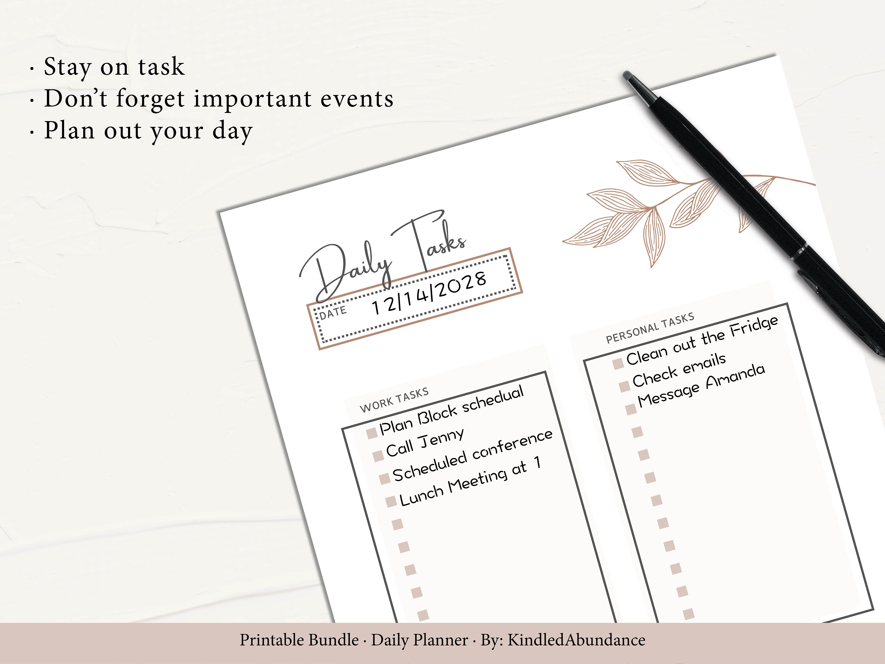 Undated Daily Planner, Printable Planner, Planner Set, Planner Inserts, Instant Download, PDF ...