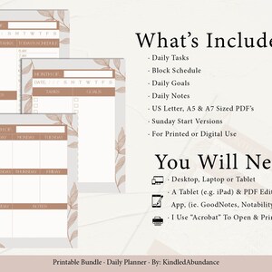 Undated Daily Planner, Printable Planner, Planner Set, Planner Agenda, Instant Download, PDF ...