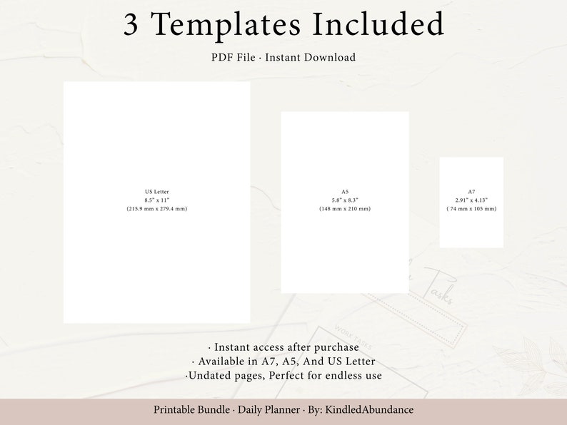 Undated Daily Planner, Printable Planner, Planner Set, Planner Inserts ...