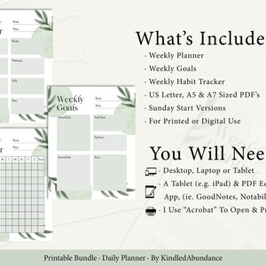 Undated Weekly Planner, Weekly Goals, Habit Tracker, Printable Planner ...