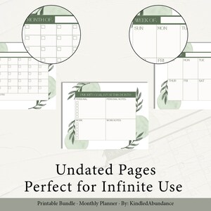 Undated Monthly Planner, Weekly Planner, Printable Planner, Planner Set ...