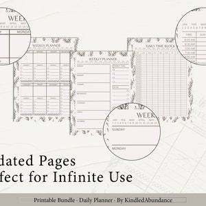 Undated 2 Weekly Planners, Water Intake, Block Schedule, Printable ...