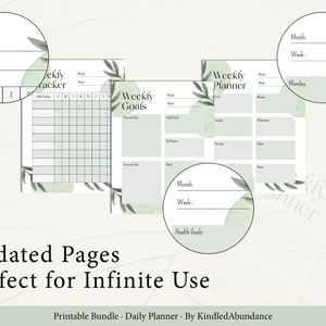 Undated Weekly Planner, Weekly Goals, Habit Tracker, Printable Planner ...