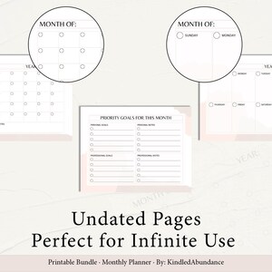 Undated Monthly Planner, Weekly Planner, Printable Planner, Planner Set ...