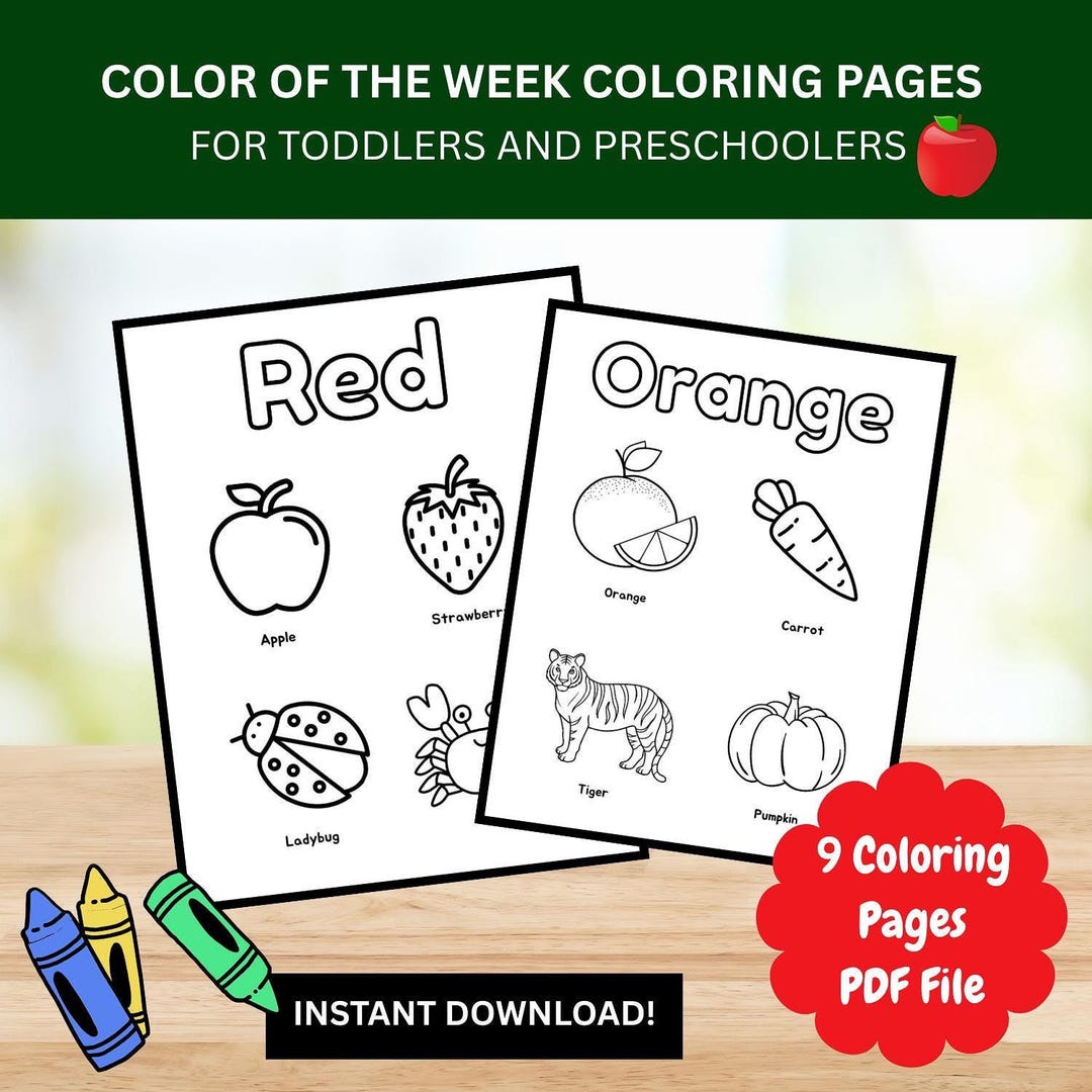 Learn Colors Coloring Sheets for Kids, Color of the Day, Printable ...