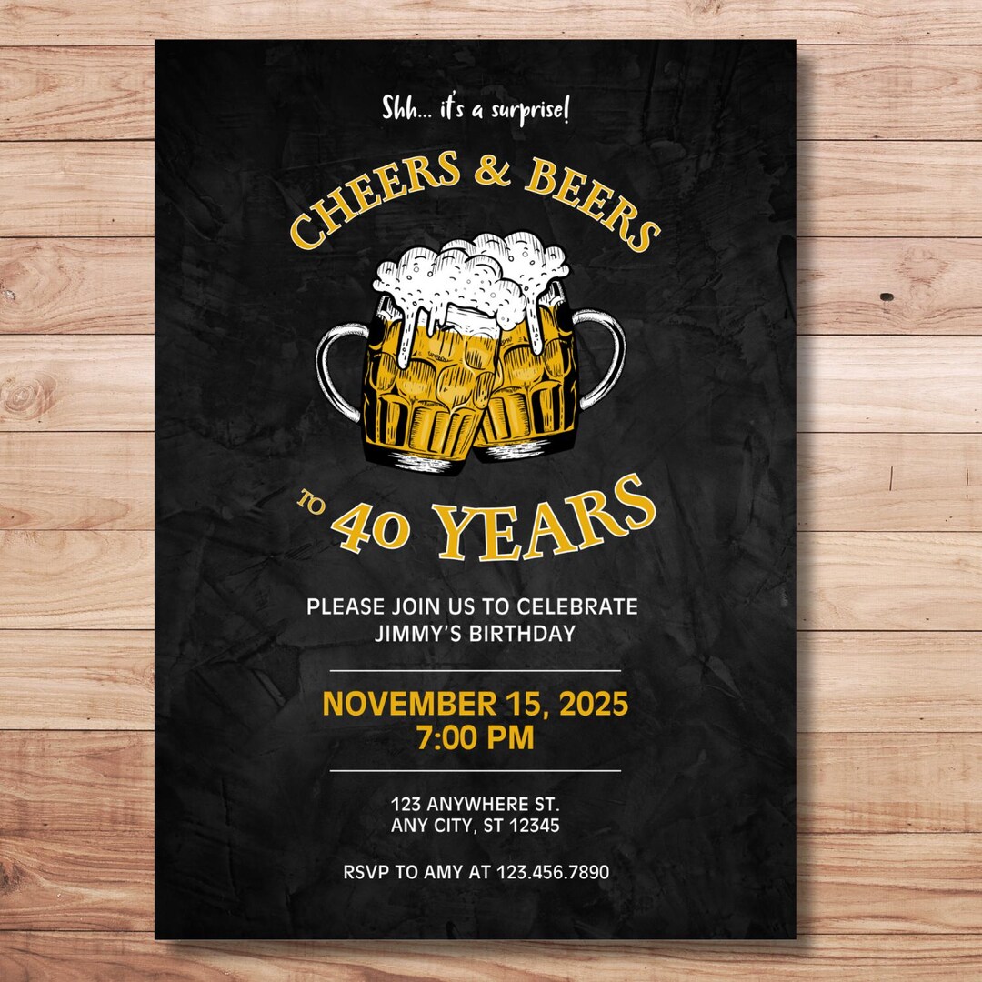 Cheers and Beers Birthday Invitation, Cheers and Beers Invitation, Beer ...