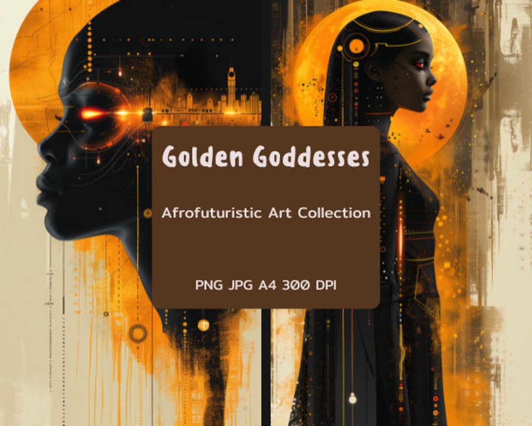Golden Goddesses - Afrofuturistic Art Collection - Digital Prints Set ...