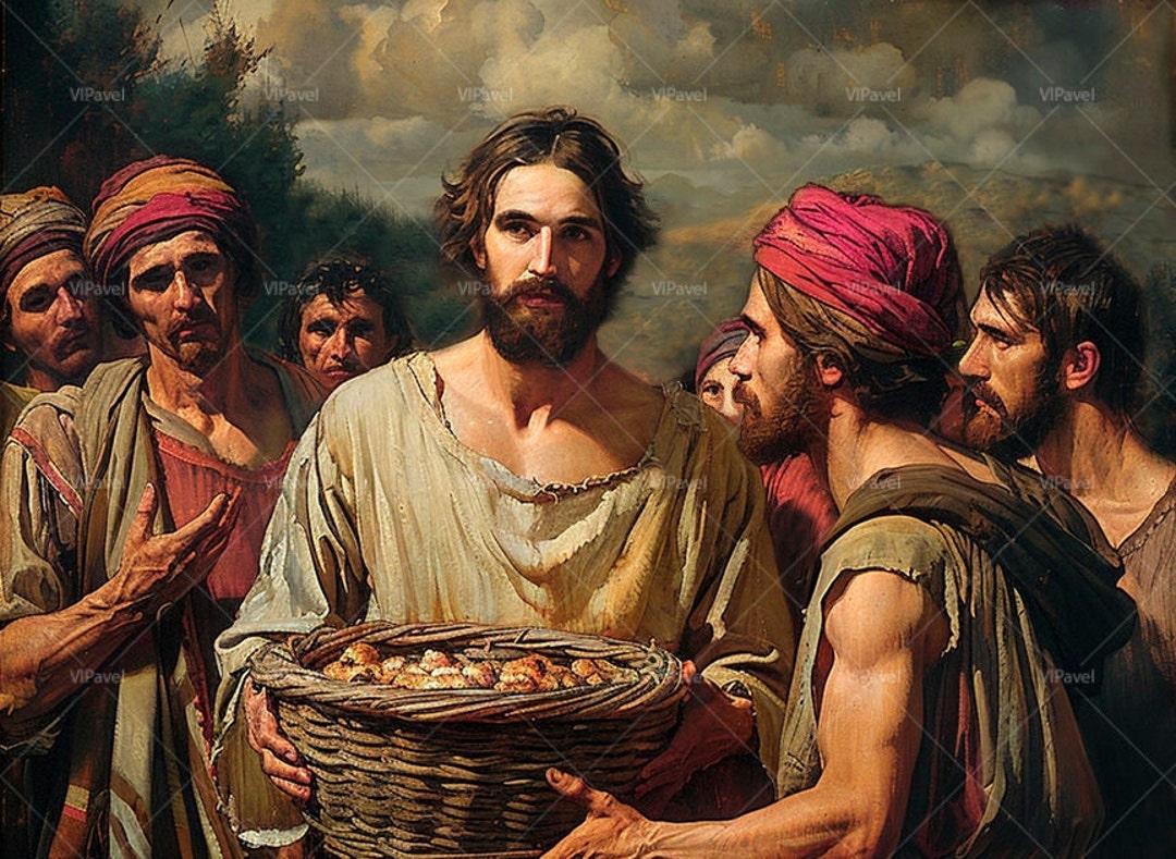 Heavenly Feast - Jesus Feeds the Multitude, Digital Image, PNG Format ...