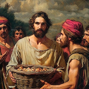 Heavenly Feast - Jesus Feeds the Multitude, Digital Image, PNG Format ...