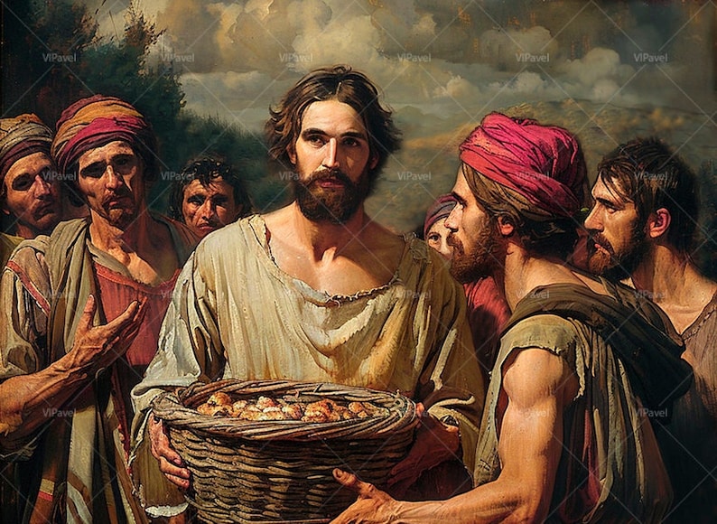 Heavenly Feast - Jesus Feeds the Multitude, Digital Image, PNG Format ...