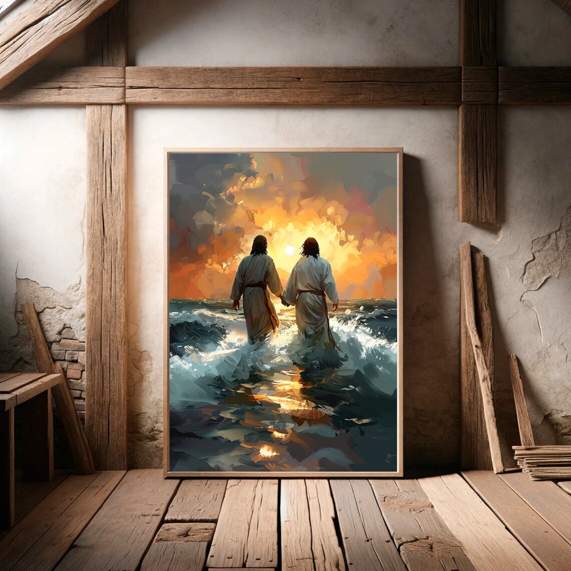 Graceful Waters: Jesus and Disciple - Divine Guidance and Love in ...