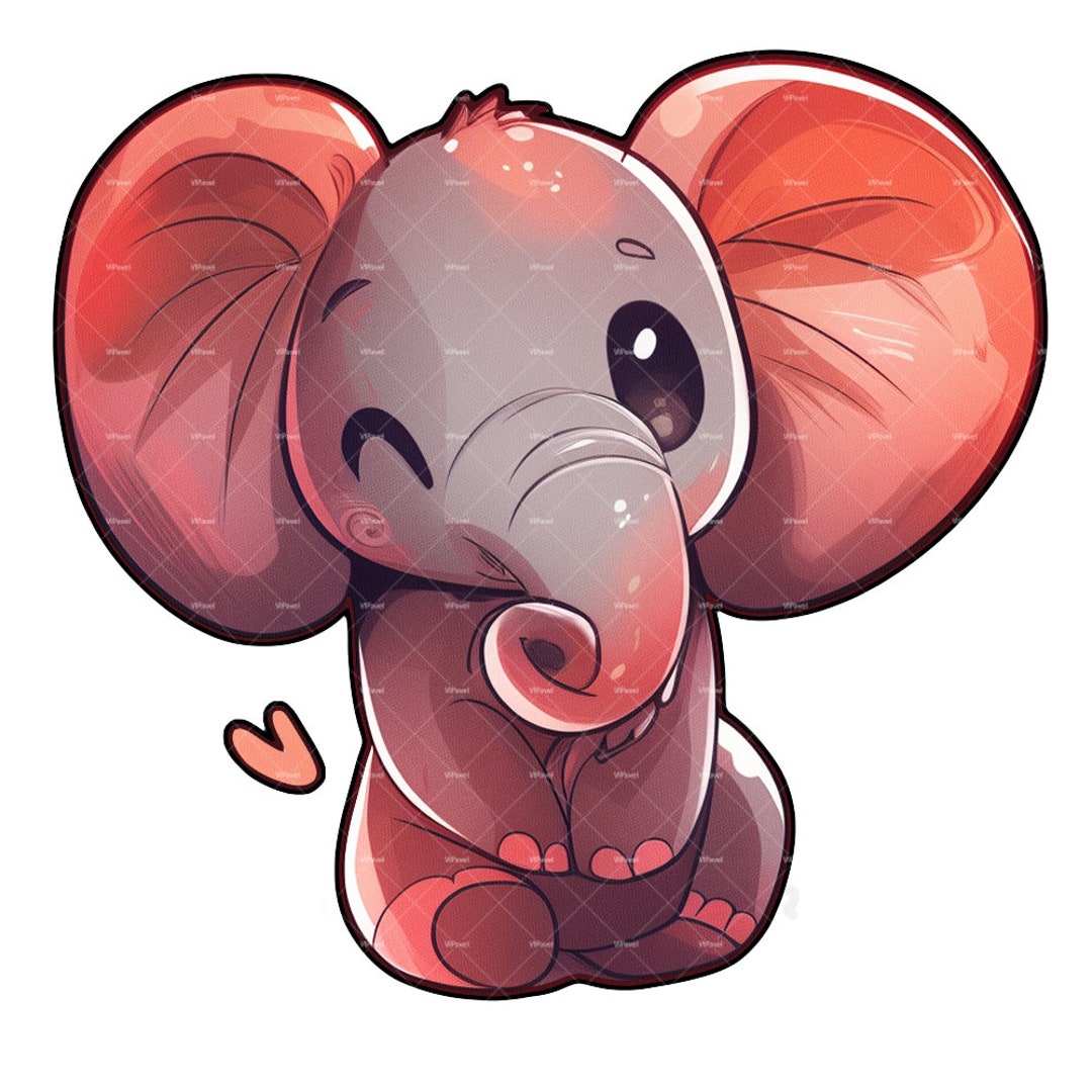 Cute Little Elephant Sticker, Digital Sticker, Printable Sticker ...