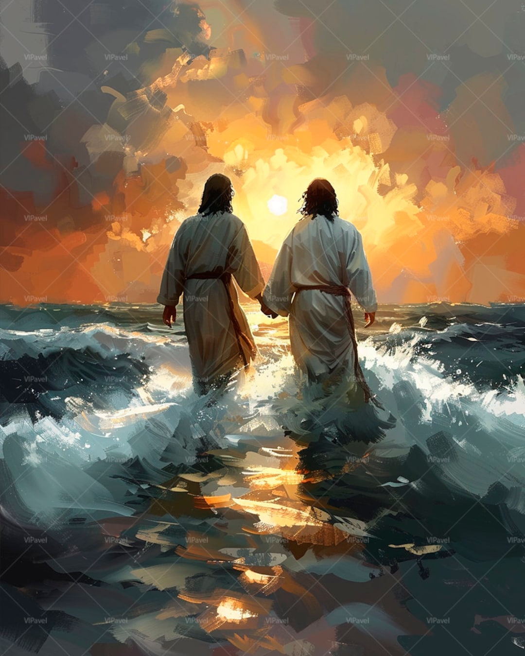 Graceful Waters: Jesus and Disciple - Divine Guidance and Love in ...