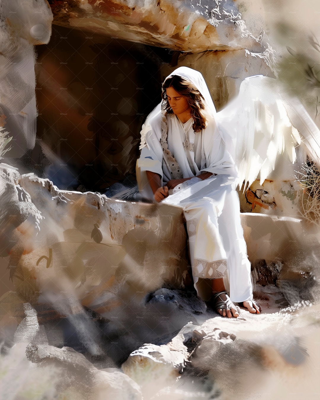 Angel by the Cave - Digital Art. 300 DPI, PNG - Etsy