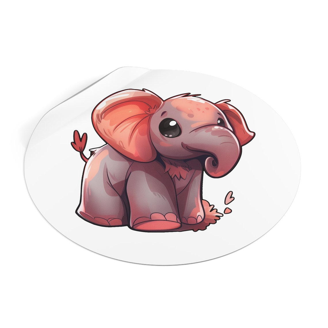 Cute Little Elephant - Round Vinyl Sticker - Design 11 - Etsy