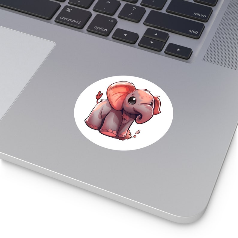 Cute Little Elephant - Round Vinyl Sticker - Design 11 - Etsy
