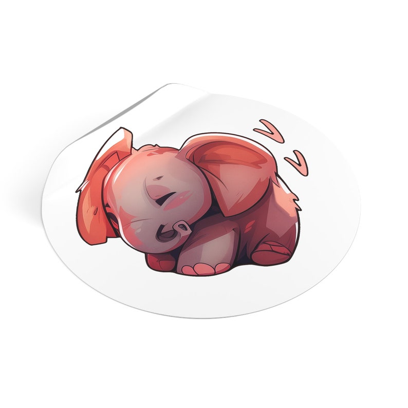 Cute Little Elephant - Round Vinyl Sticker - Design 14 - Etsy