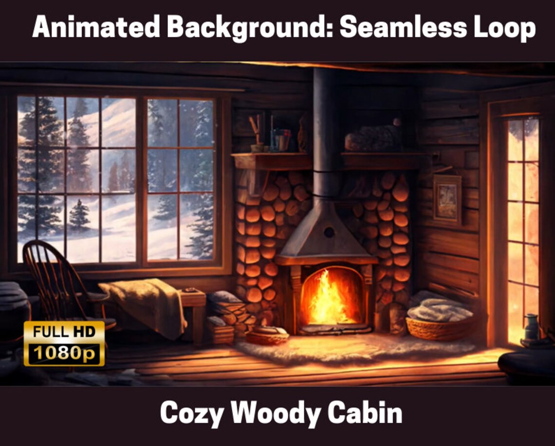 HD ANIMATED BACKGROUND Cozy Woody Cabin/zoom Meeting/ Twitch Stream ...