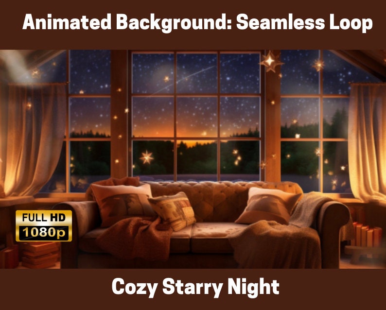 HD ANIMATED BACKGROUND Cozy Starry Night / Vtuber/ Twitch Overlay ...