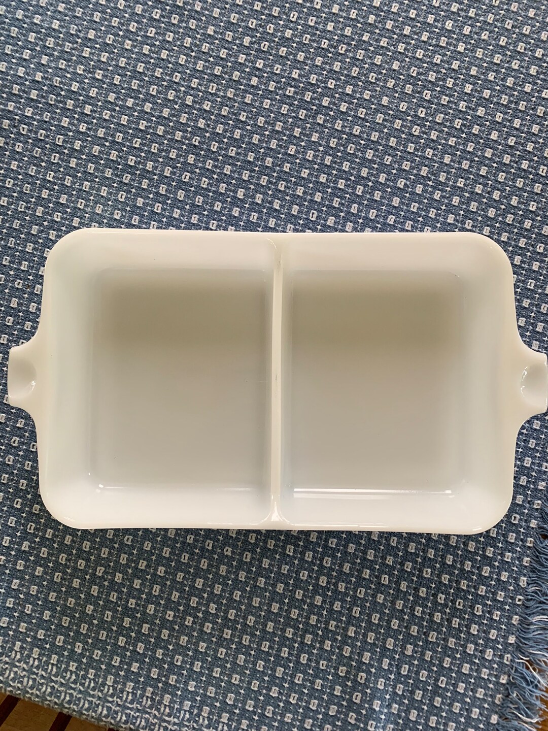 Glasbake Milk Glass Rectangular Double Casserole Dish - Etsy