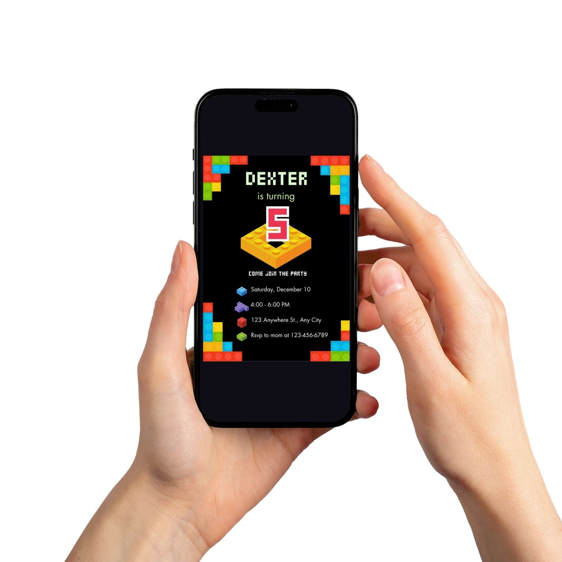 Editable Kids Invite SMS Building Blocks Birthday Invitation Printable ...