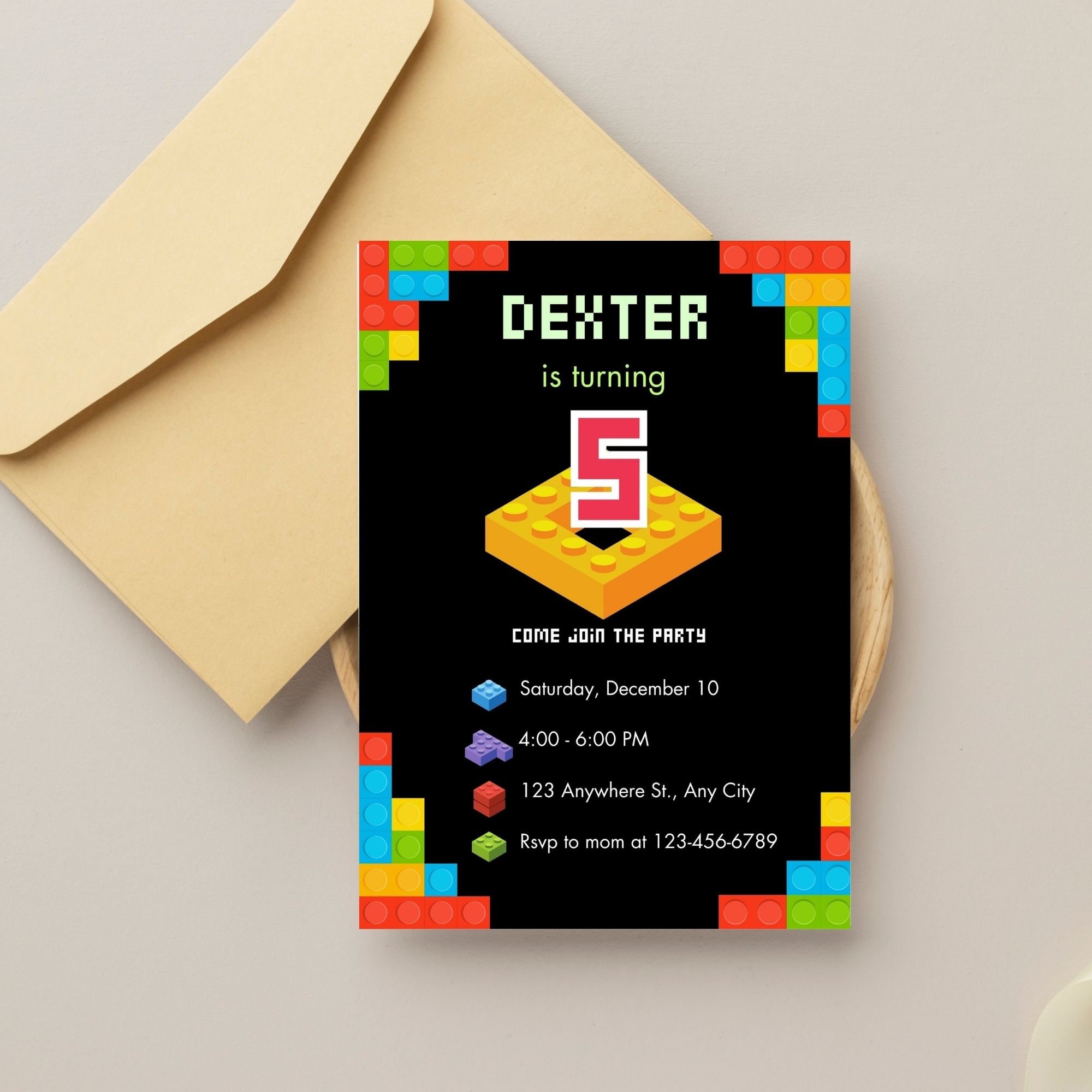 Editable Kids Invite SMS Building Blocks Birthday Invitation Printable ...