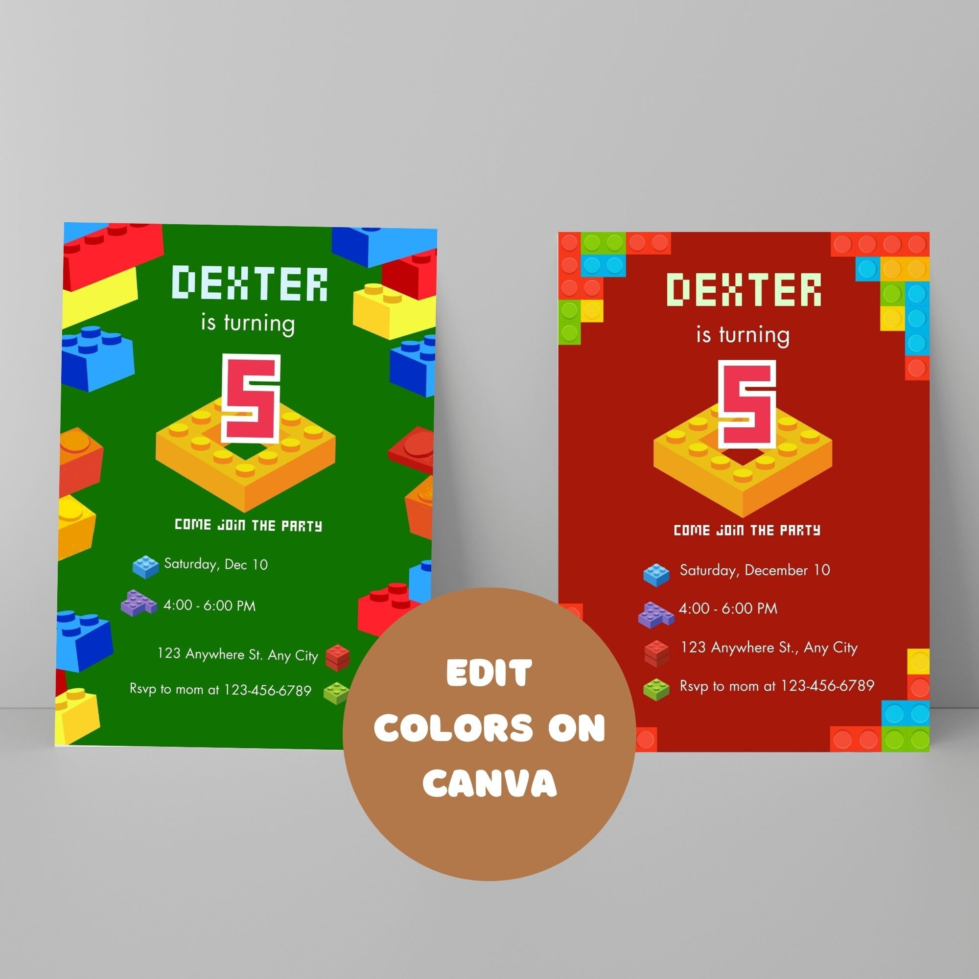 Editable Kids Invite SMS Building Blocks Birthday Invitation Printable ...