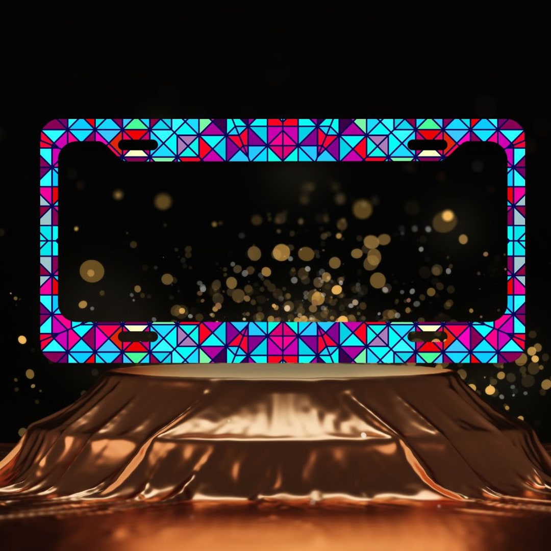 Stained Glass License Plate, Flower Car Accessories, Crystal License ...