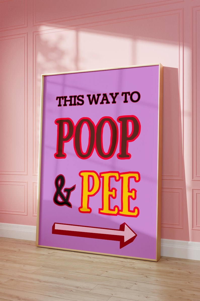 Restrooms This Way, Funny Toilet Poster, Toilet Sign, Toilet Print ...