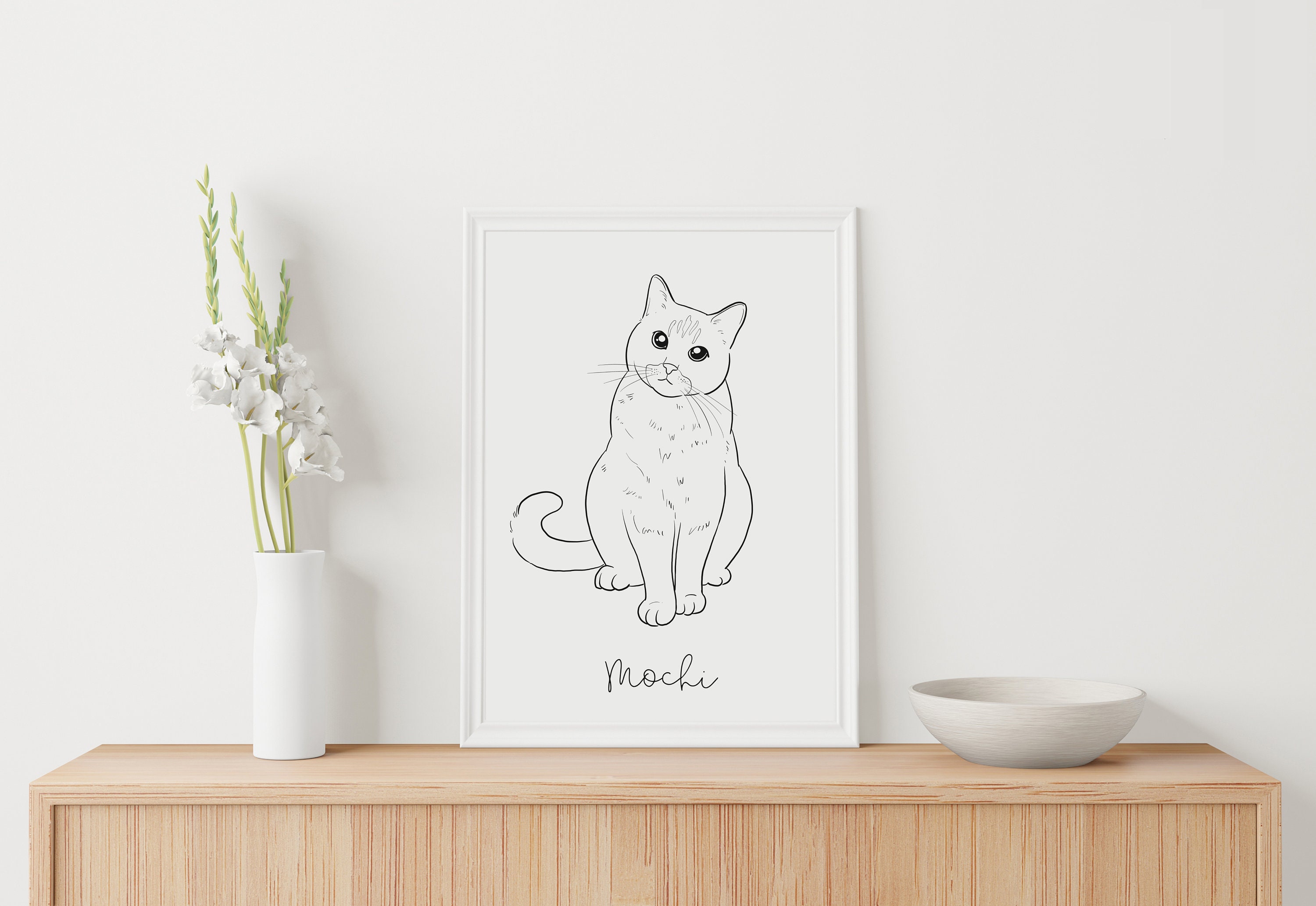 Custom Cat Drawing Custom Cat Gift Cat Lover Gift Cat Line - Etsy