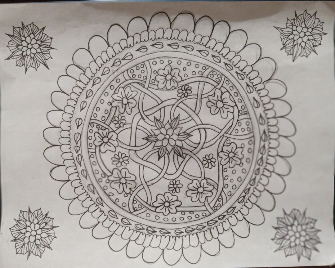 Flowering Mandela Coloring Page - Etsy