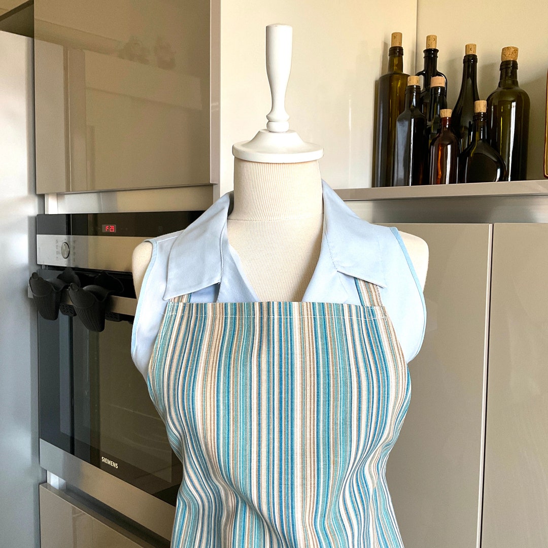 Stripped Midi Apron With Pockets Uniform for Bakers Eco - Etsy