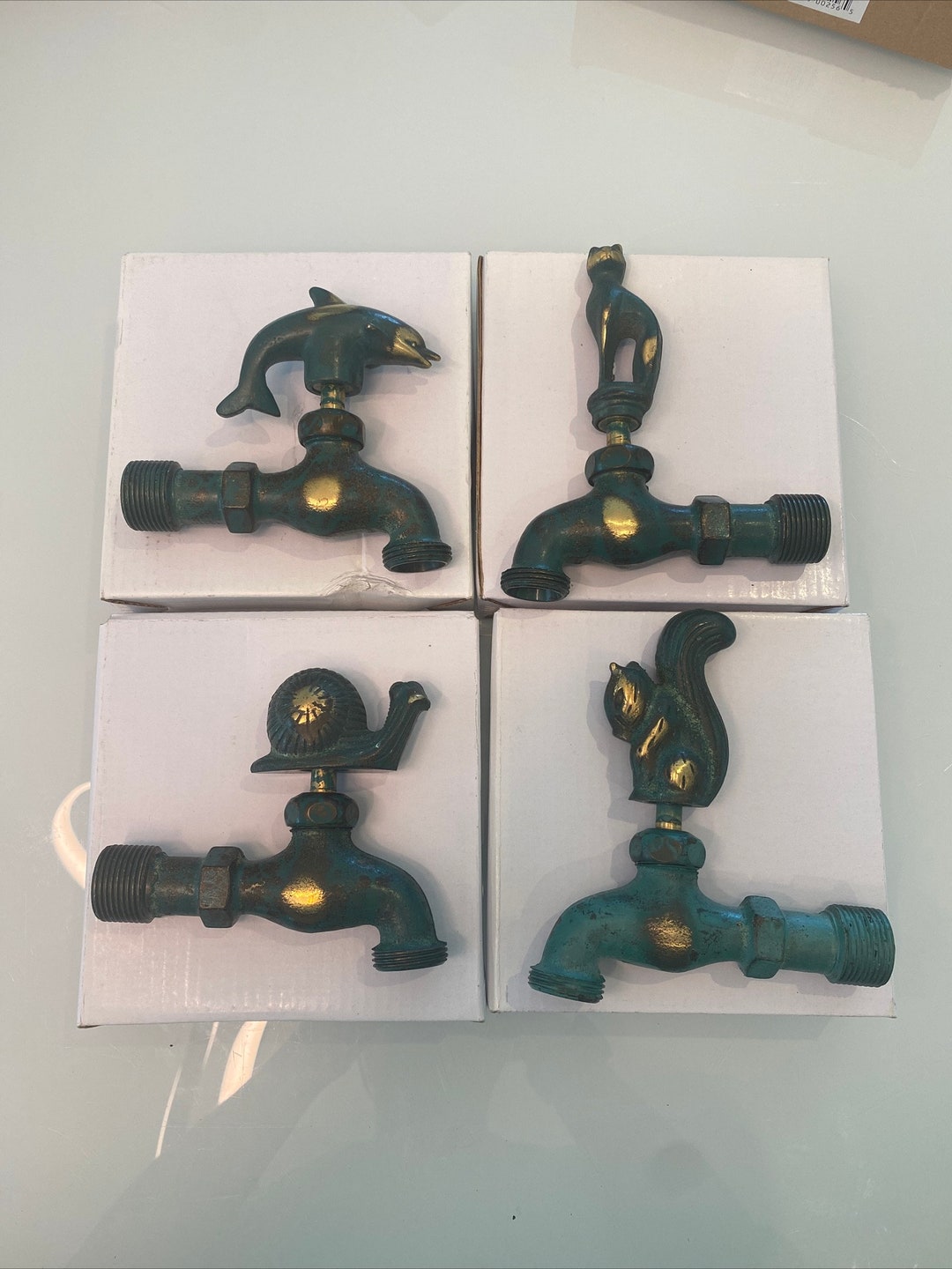 Set of 4 Multi-patinated Brass Outdoor Garden Spigot/faucet With ...
