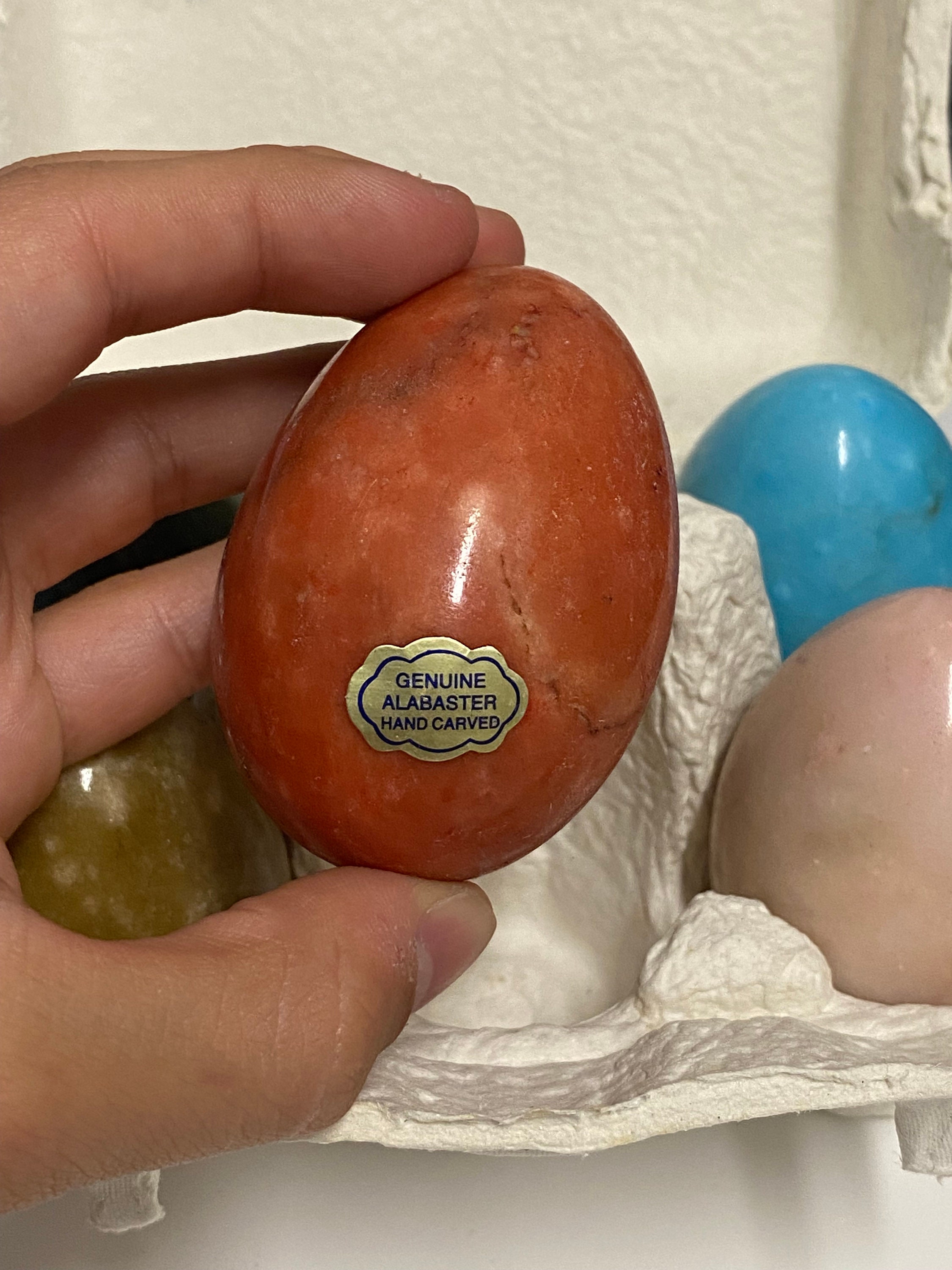 Set of 6 Hand Craved Alabaster Eggs With Different Colors - Etsy